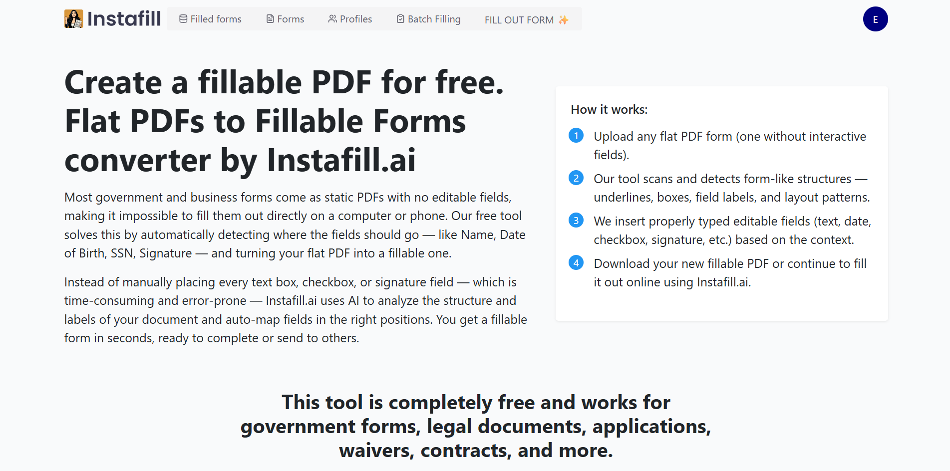 How to create fillable PDF forms automatically with Instafill.ai converter – Instafill ai form ...